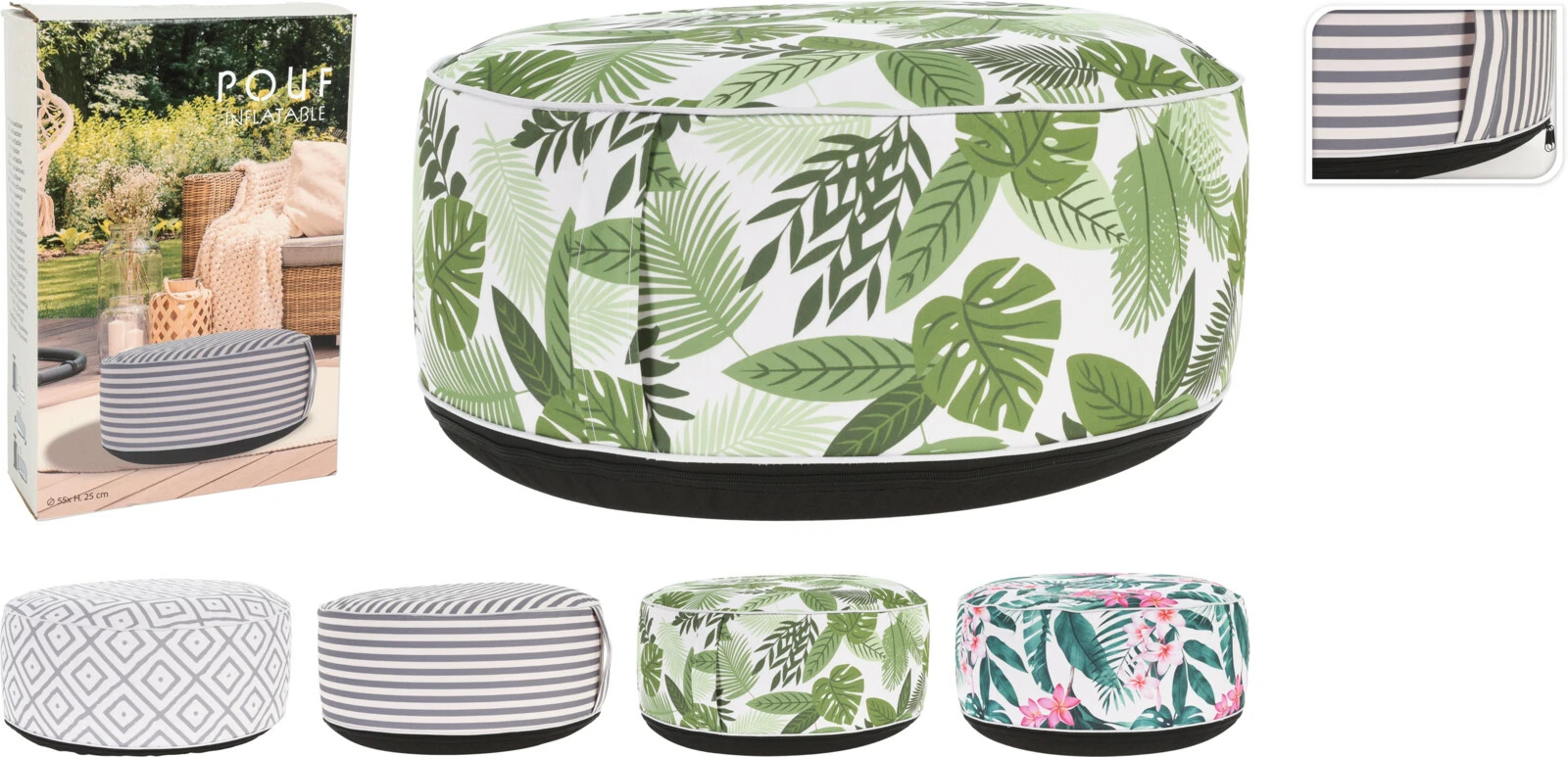 Opblaasbare poef | Buiten poef | Diverse designs - Tuincollectie.nl