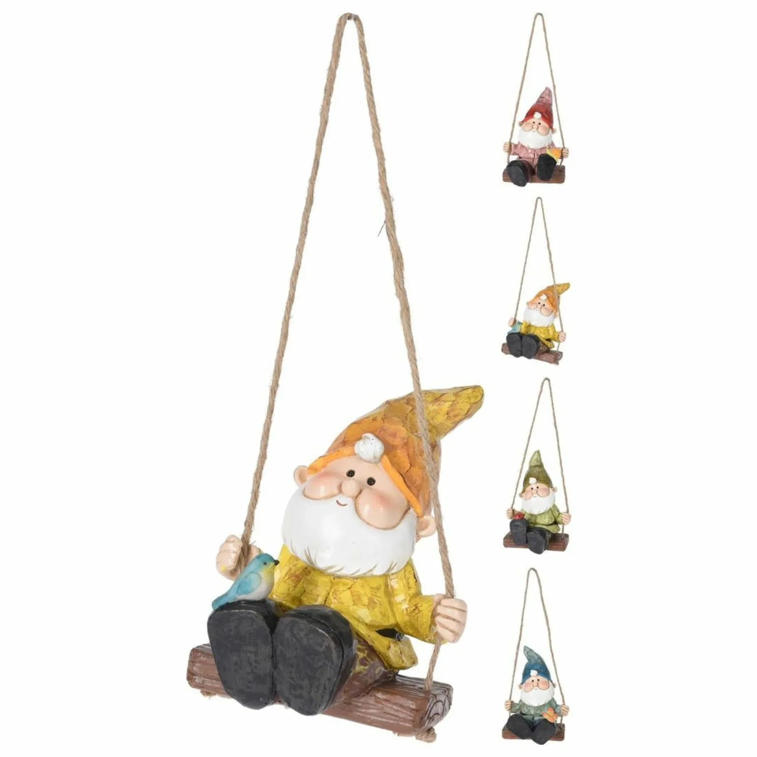 Tuinkabouter op Schommel | Verkrijgbaar in 4 kleuren - Tuincollectie.nl